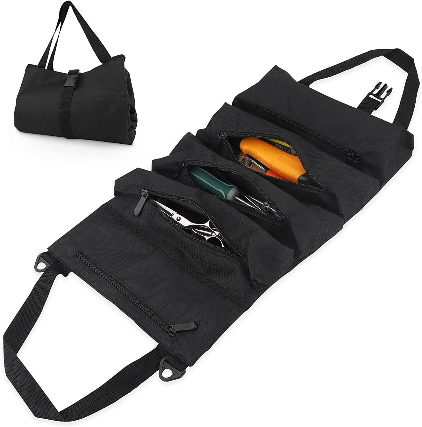 Sac à Outils Roulante（Noir）, Sacs Porte Outils avec 5 Poches Zippées ...