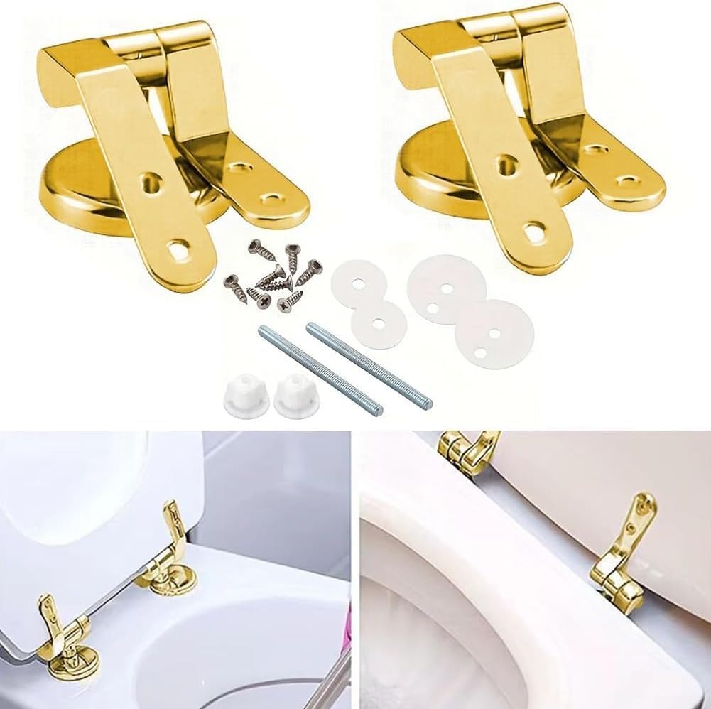 Charnières de siège de toilette plaquées or, type universel, kit d ...