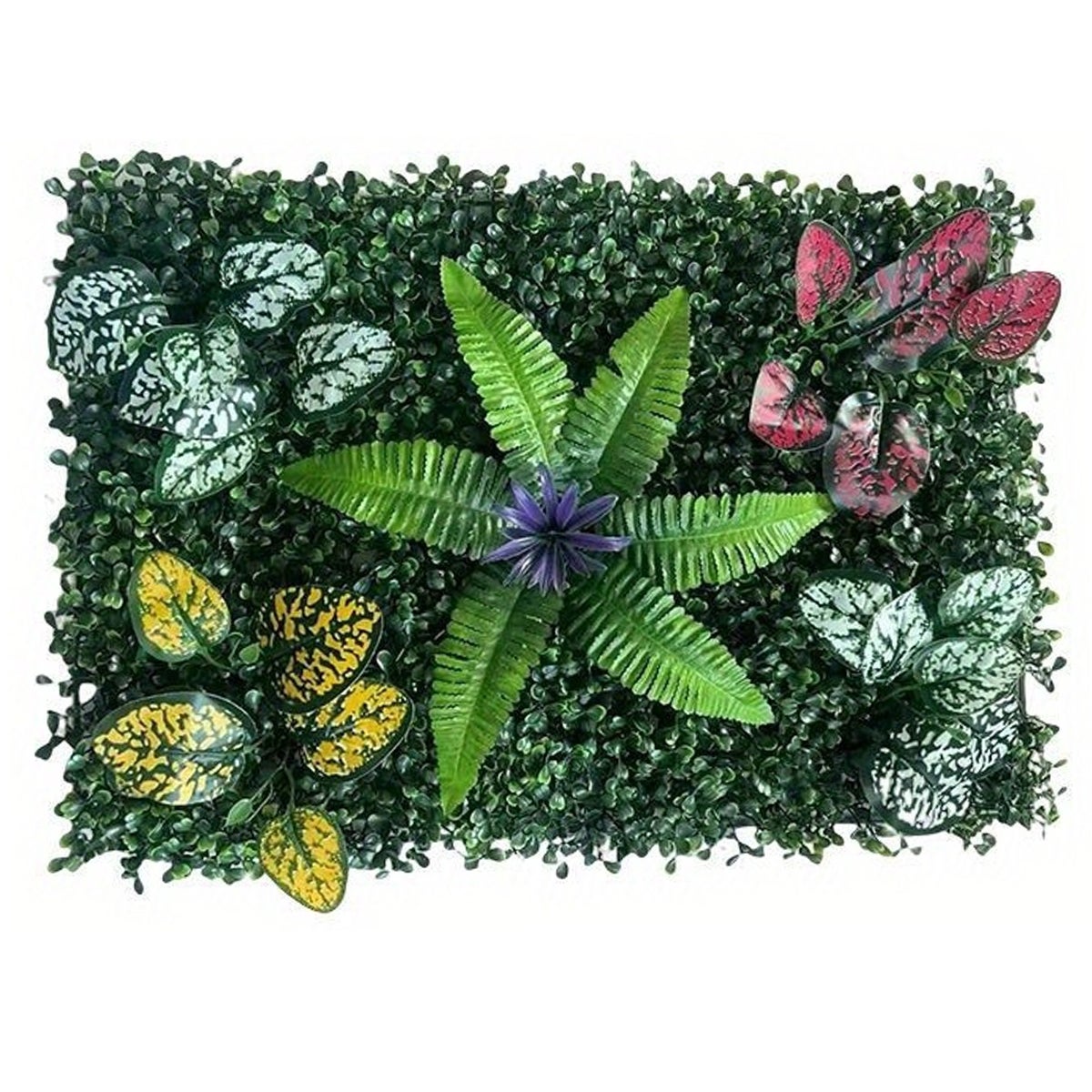 Panel de pared vegetal artificial con protección UV, césped y flores ...