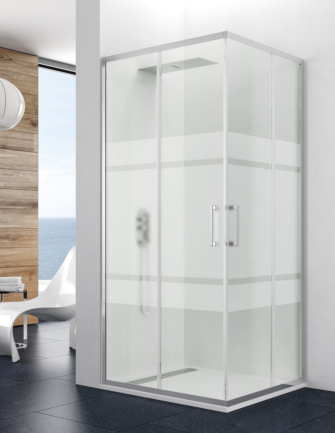 Paroi - Cabine angulaire ALLSTONE TITAN 2+2 100x80 cm Sérigraphié ...