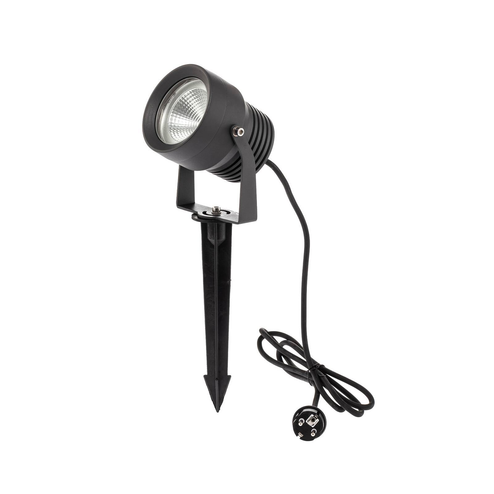 Lucande Irina foco exterior LED, pica de tierra, enchufe, gris ...
