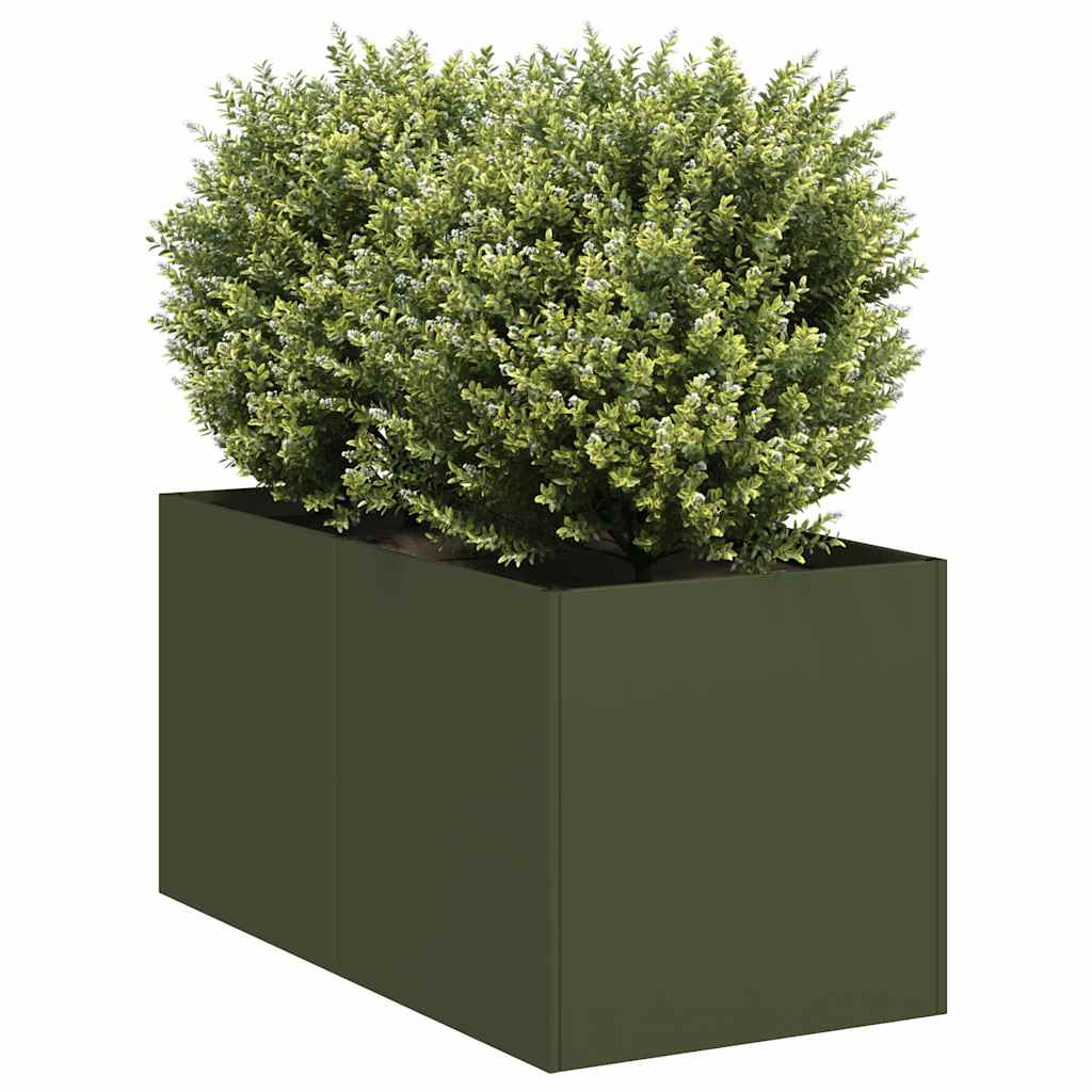 Jardinera de acero laminado en frío verde oliva 40x80x40 cm | Leroy Merlin