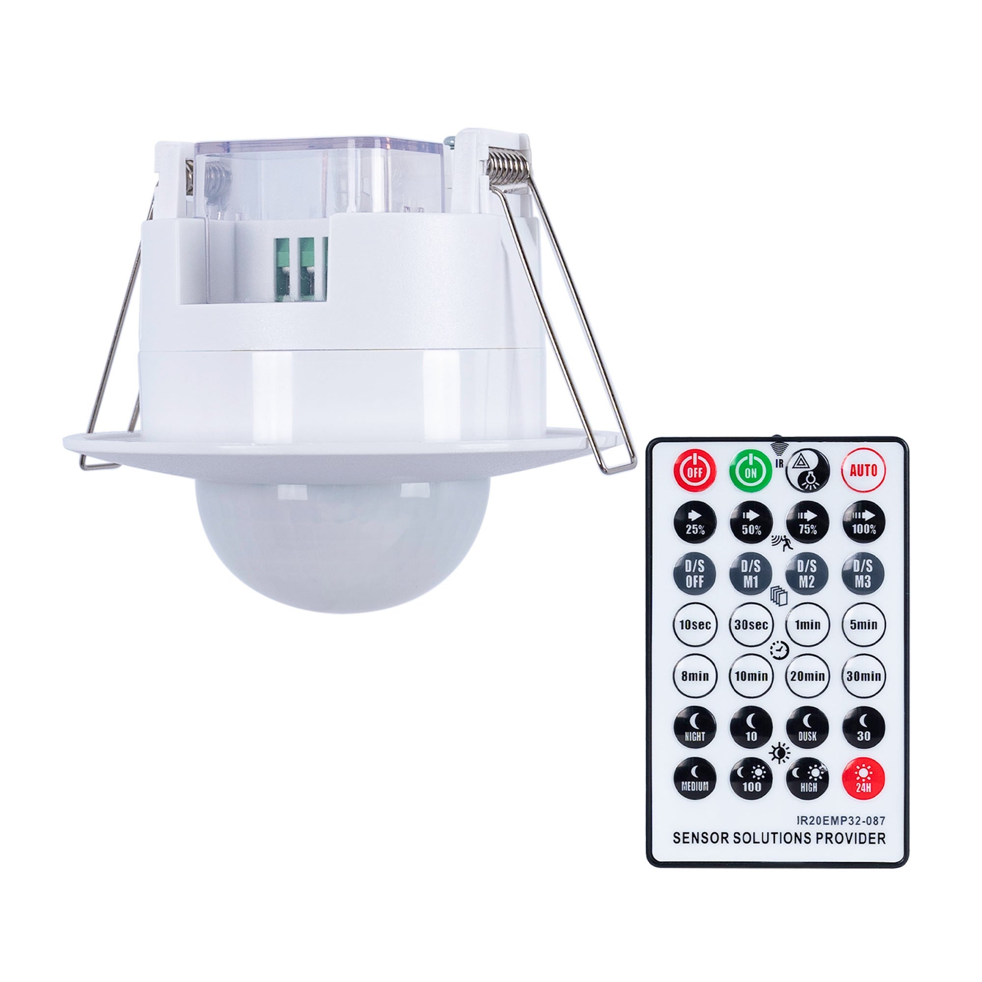 Sensor de presencia PIR empotrable con mando a distancia - 360º - IP20 ...