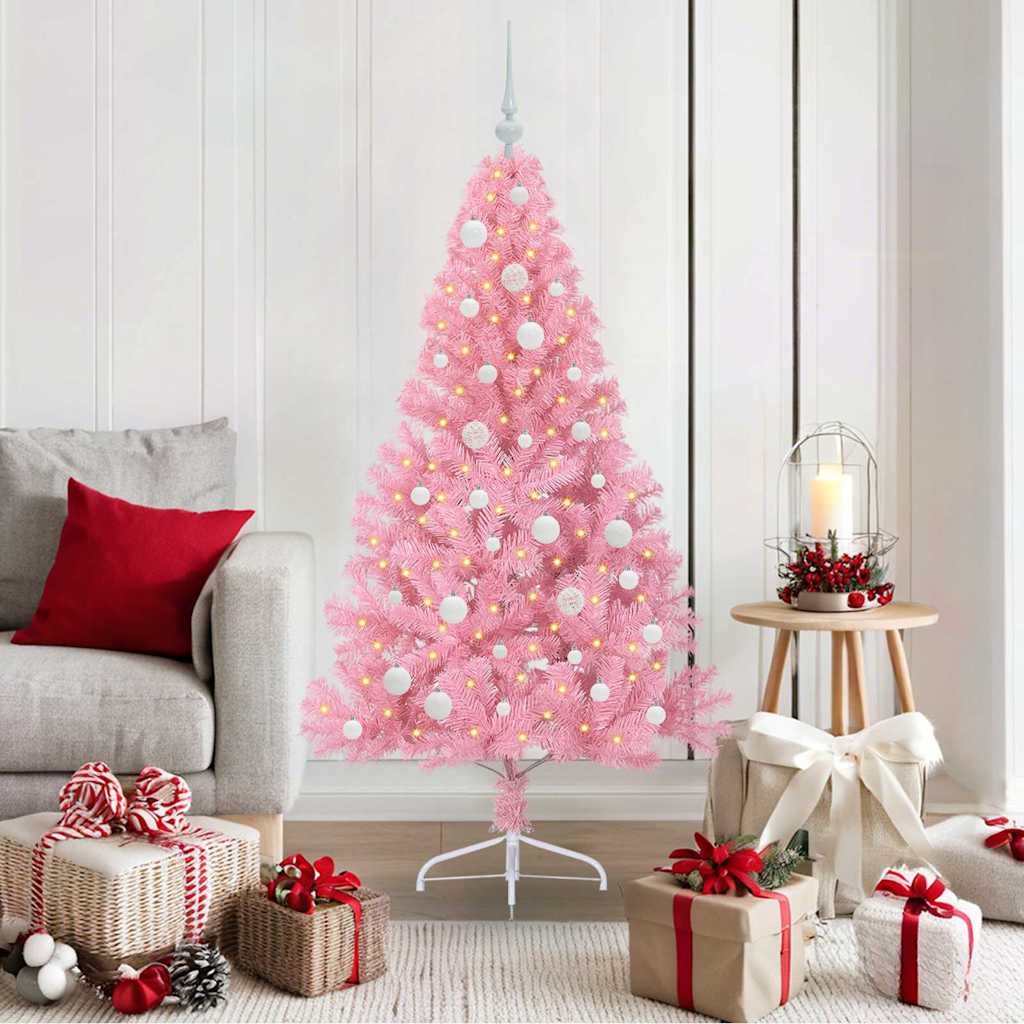 Sapin de Noël artificiel pré-éclairé Rose 150 cm PVC | Leroy Merlin