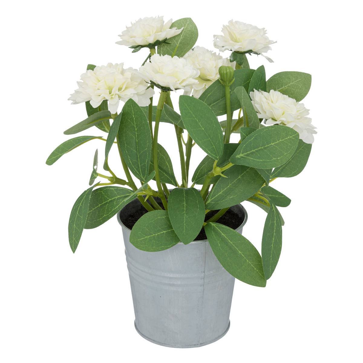 Fleurs Artificielles Pot Zinc H20cm Blanc - Atmosphera Créateur d'intérieur | Leroy Merlin