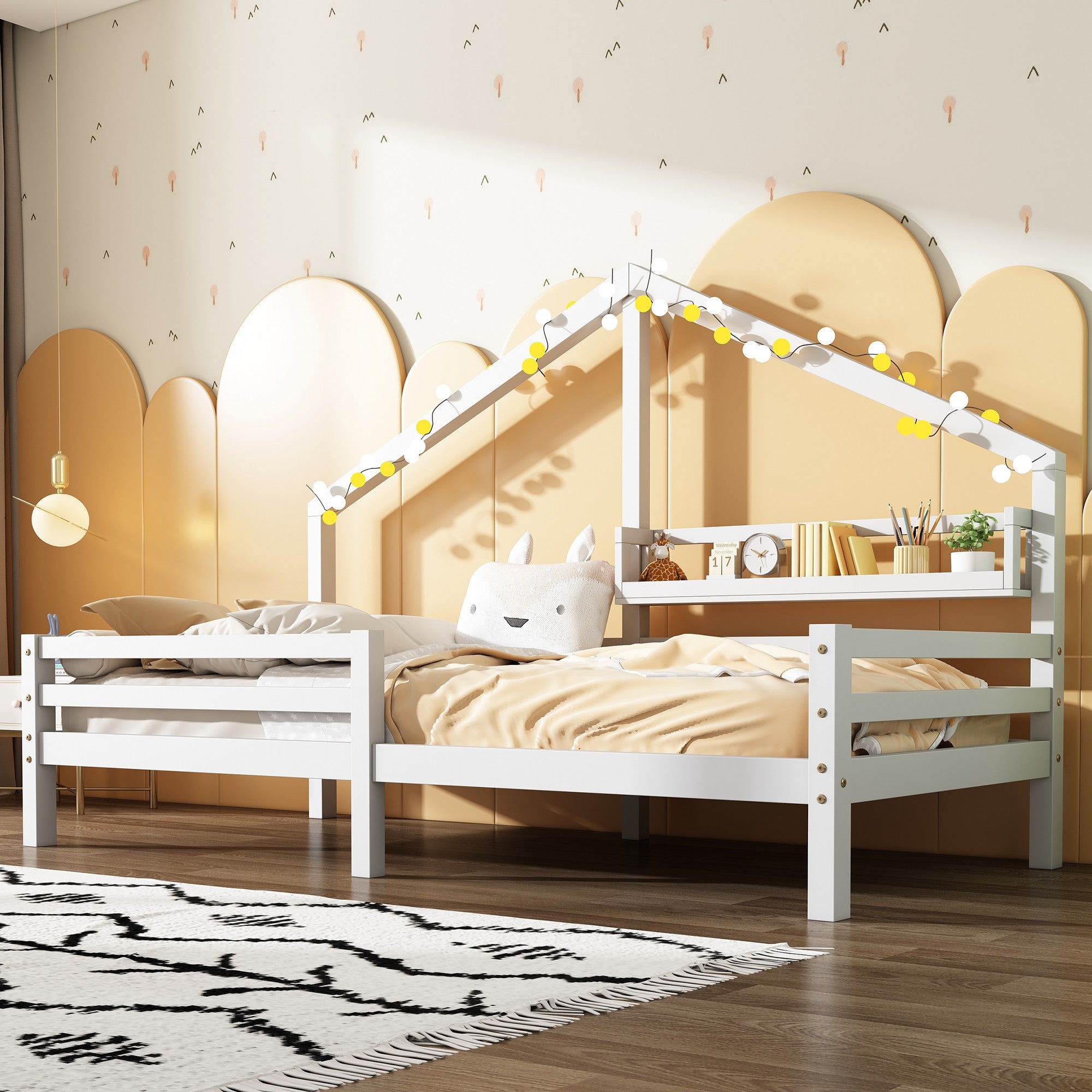 Cama familiar, Cama infantil con estantes de almacenamiento, Moldura de ...