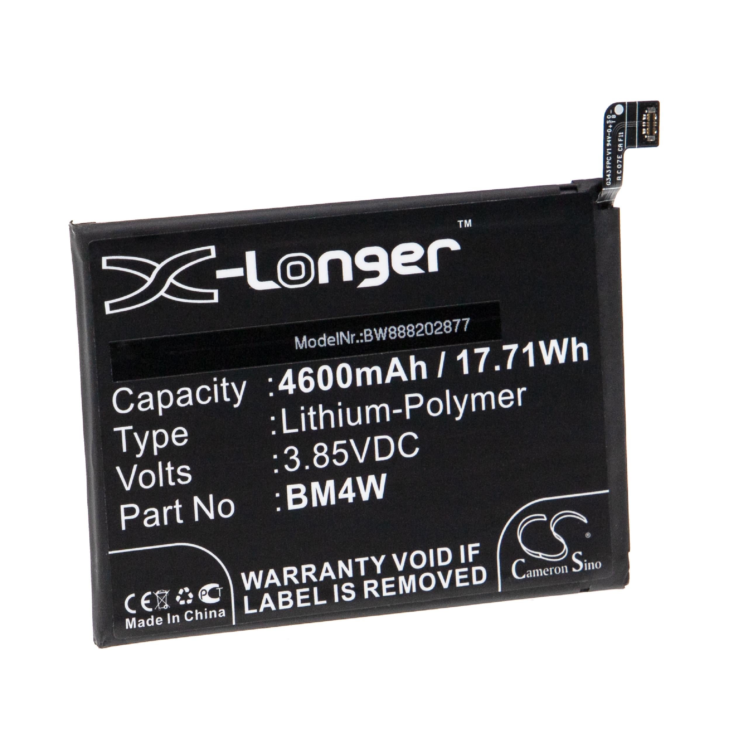 Vhbw Batterie remplacement pour Redmi / Xiaomi BM4W pour téléphone portable (4600mAh, 3,85V, Li ...