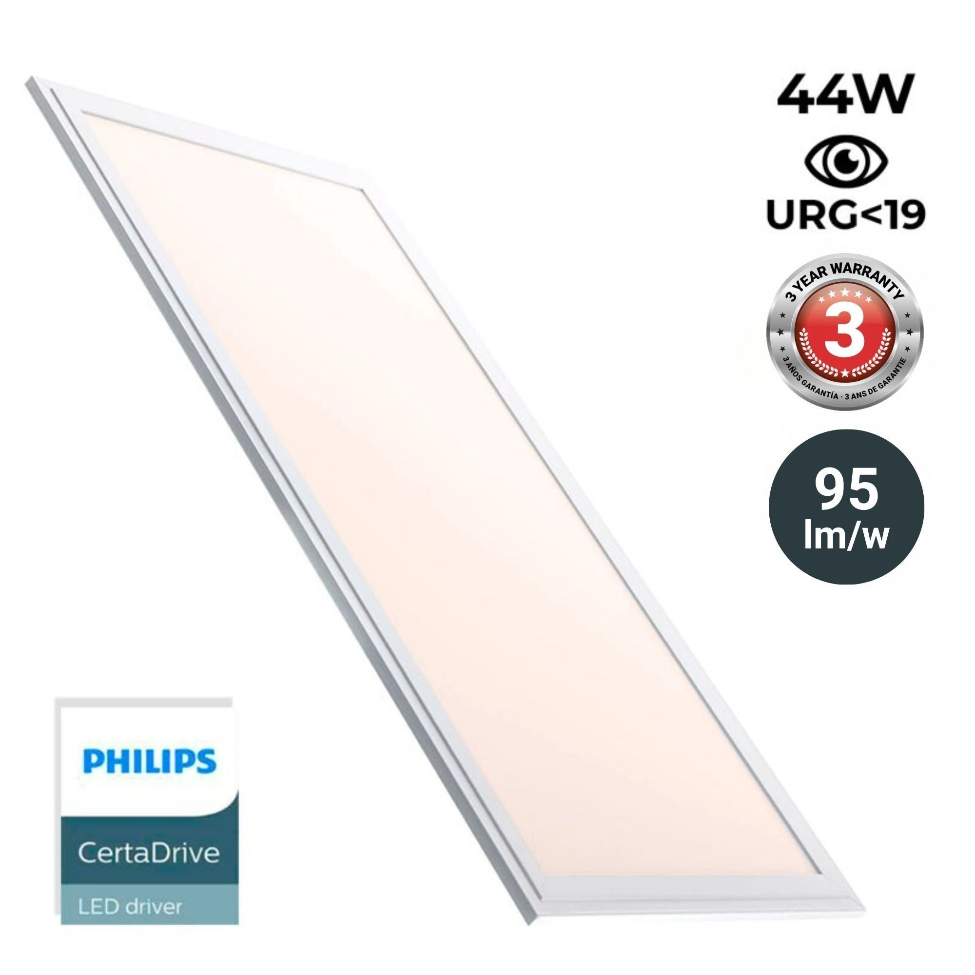 Panneau LED DRIVER PHILIPS 120x30 - 44W - UGR19 - IP40 - IP40 - Blanc ...