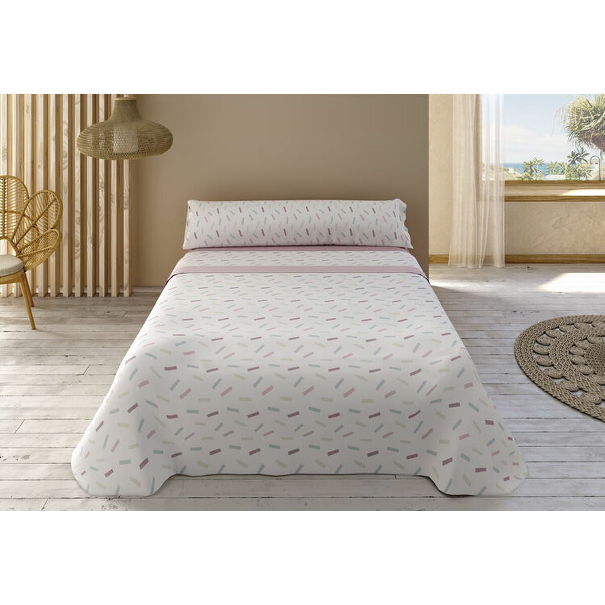 Jeu de draps Libela PEDRO Rose Gran lit 2 persones | Leroy Merlin