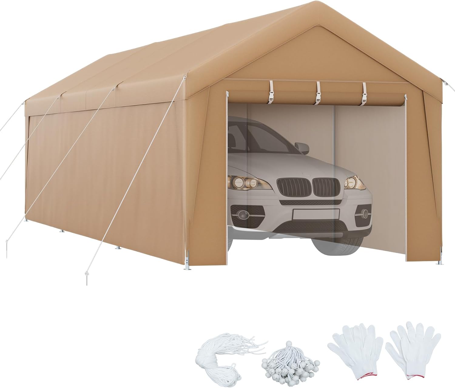 Abri/Tente Garage pour Voiture 290 x 490 cm, Tente de Stockage en Acier ...