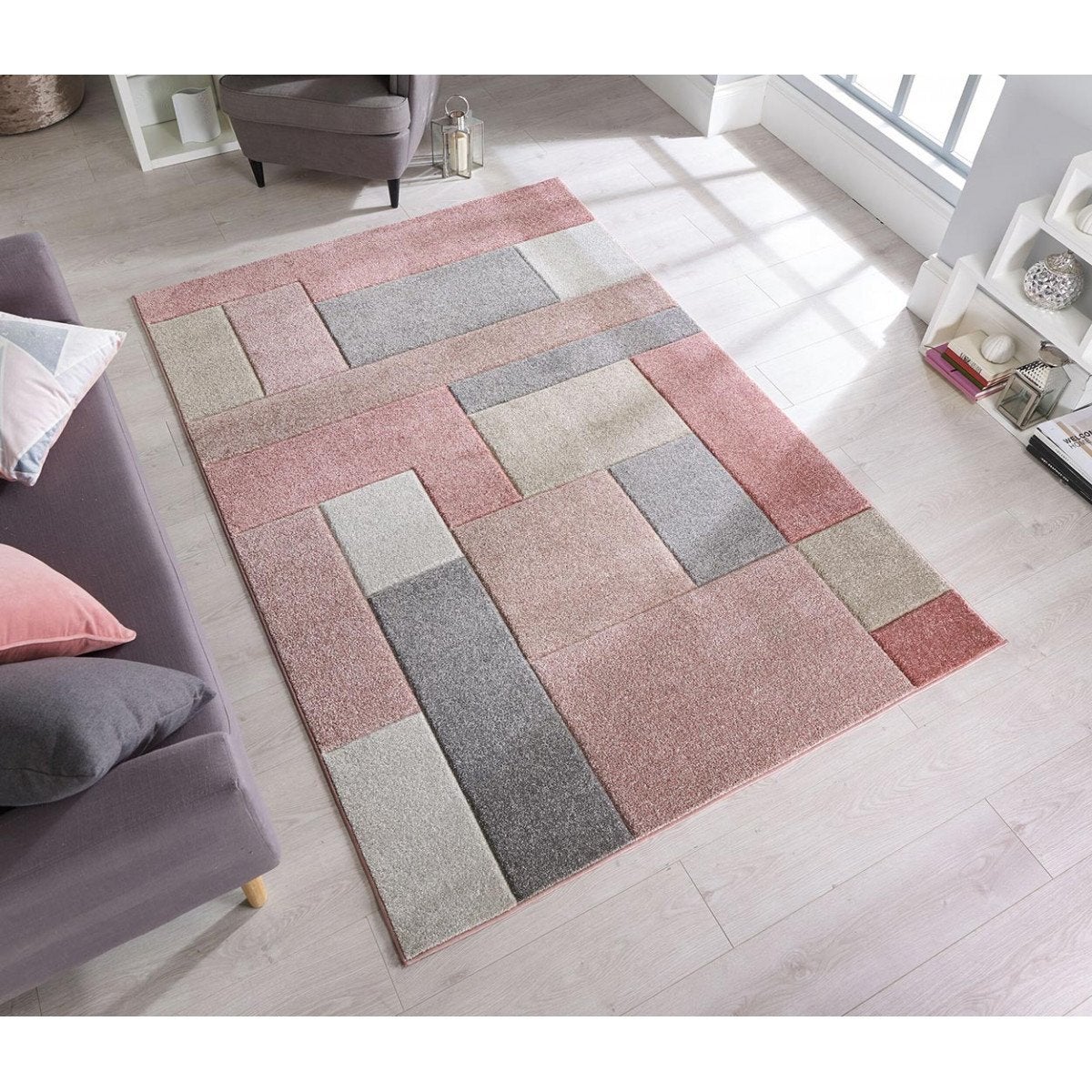 Tapis cubisme en polypropylène Rose 200x290 COSMOS | Leroy Merlin