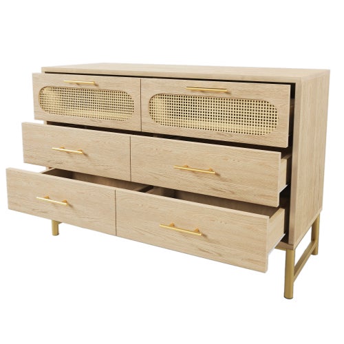 Comoda de ratán, sideboard con 6 cajones, mueble de almacenamiento, tocador | Leroy Merlin