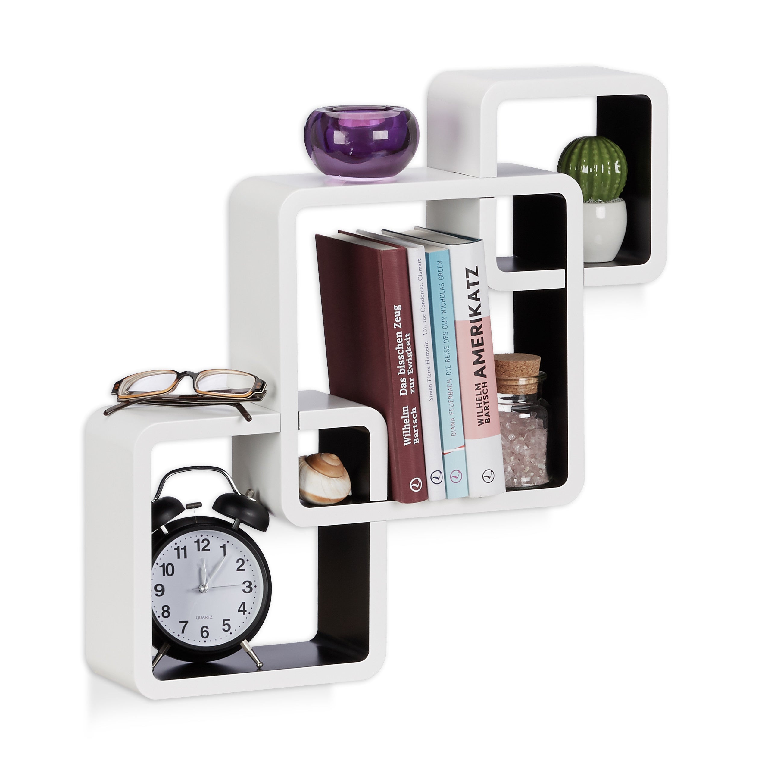 Relaxdays Étagère cube carré tablette flottante murale 3 cubes en MDF ...