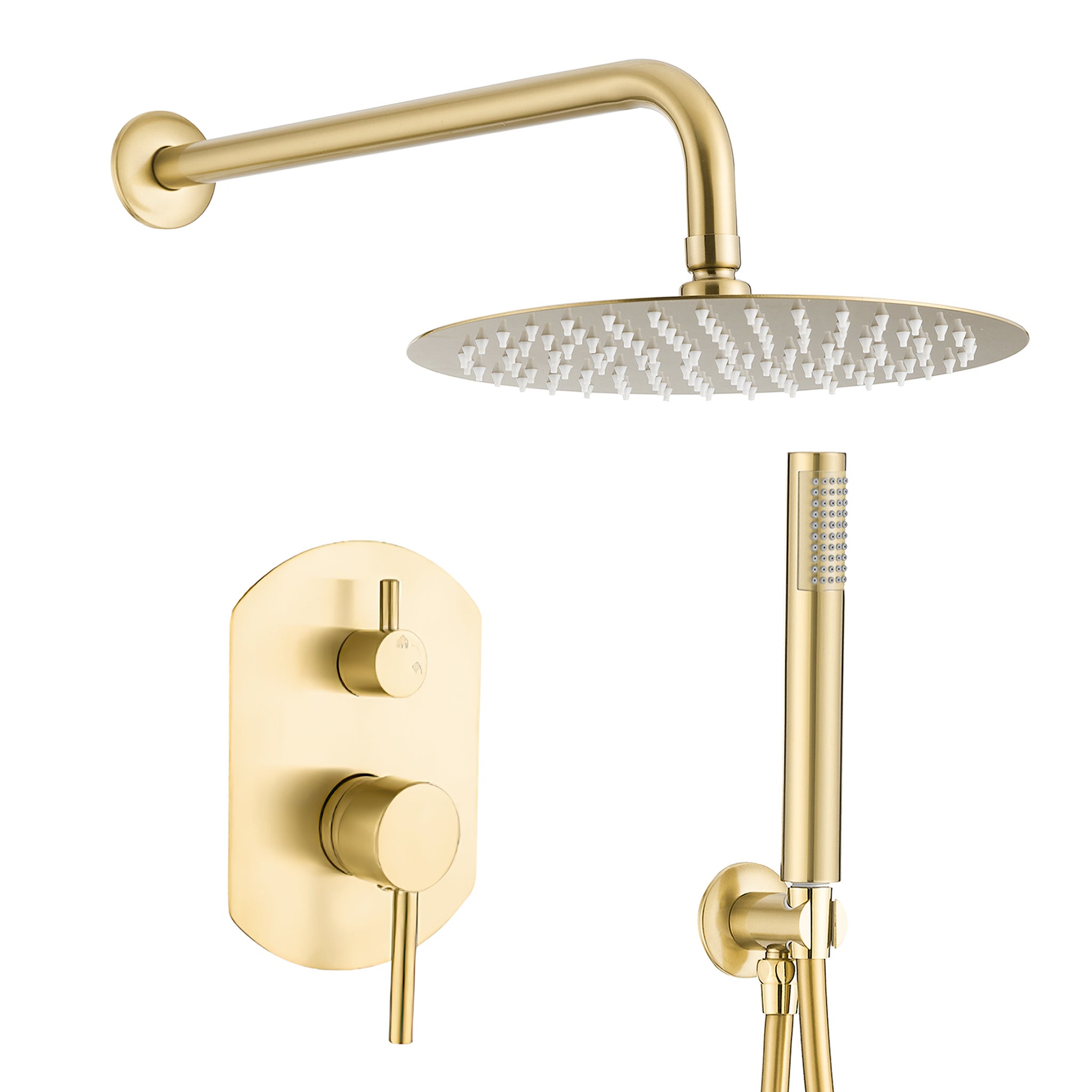 Valaz Ducha empotrada monomando a pared ovalada redonda dorado ...