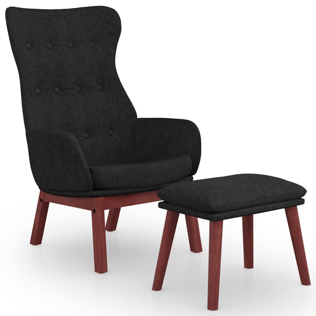 Chaise de salon | Chaise de relaxation avec repose-pied Noir Tissu ...