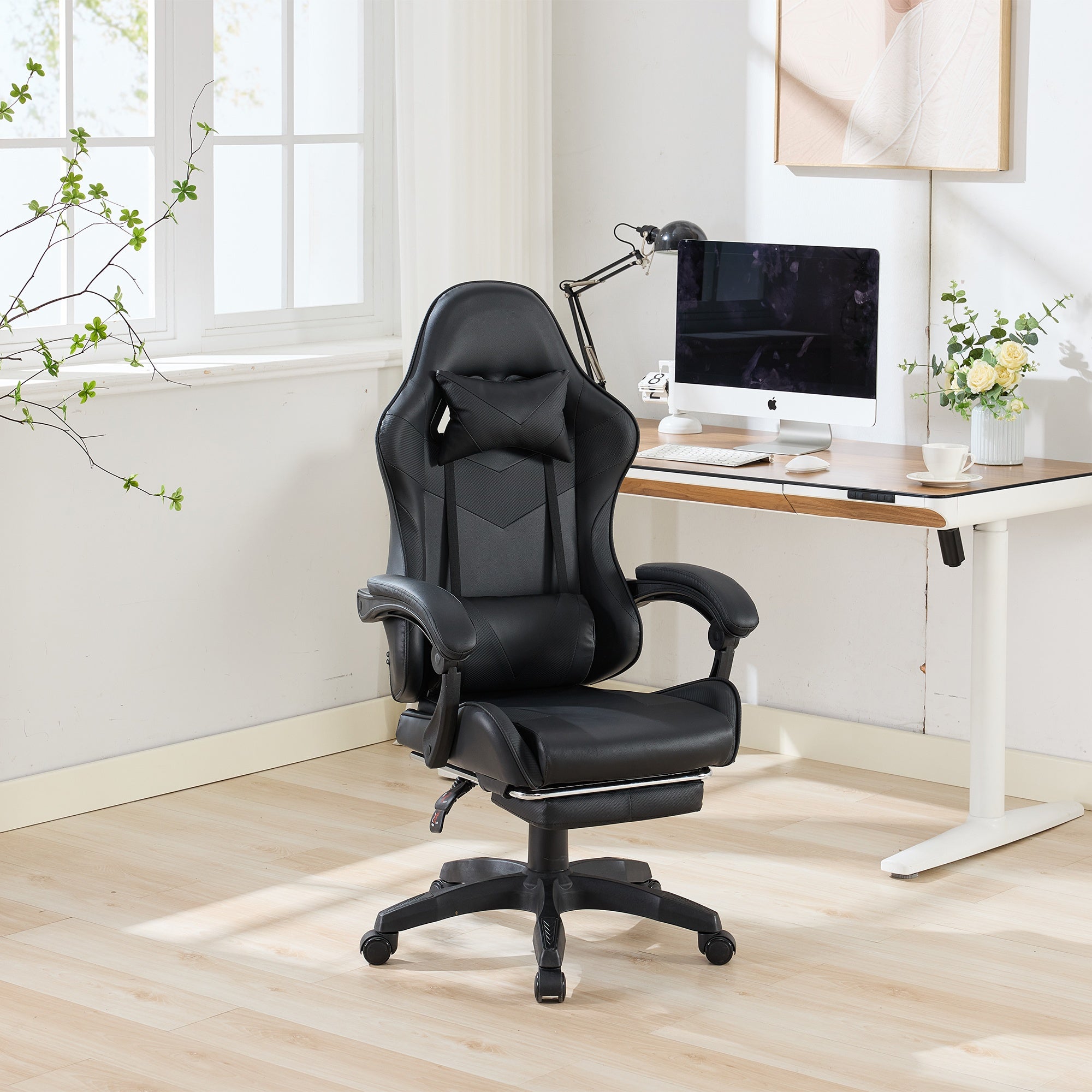 Silla gaming ergonómica estilo carreras con giro de 360°, reclinación ...