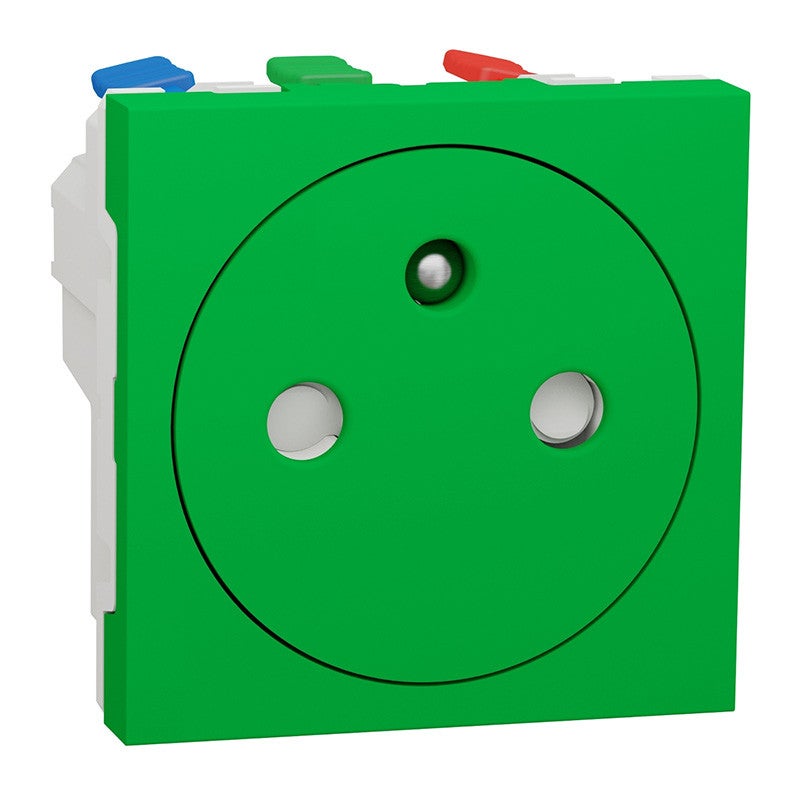 Prise de courant affleurante 2P+T Unica - 90° - 16A - Vert | Bricoman