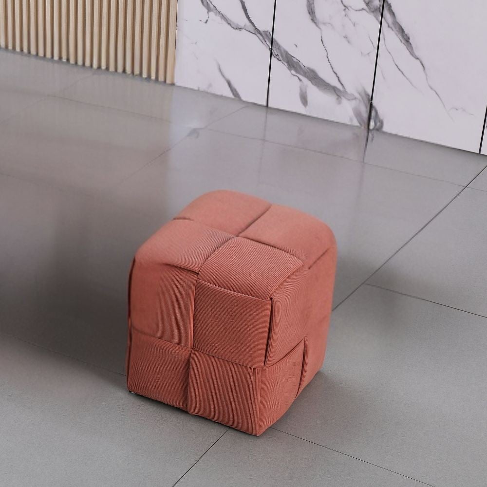 Pouf cuadrado efecto trenzado color terracota 600x300x240 | Leroy Merlin
