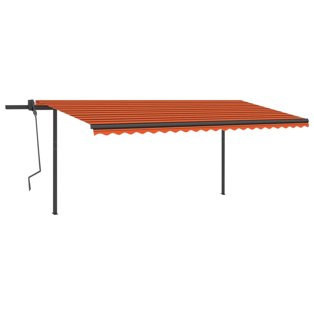 Store banne rétractable automatique avec poteaux orange et marron 5x3 m ...