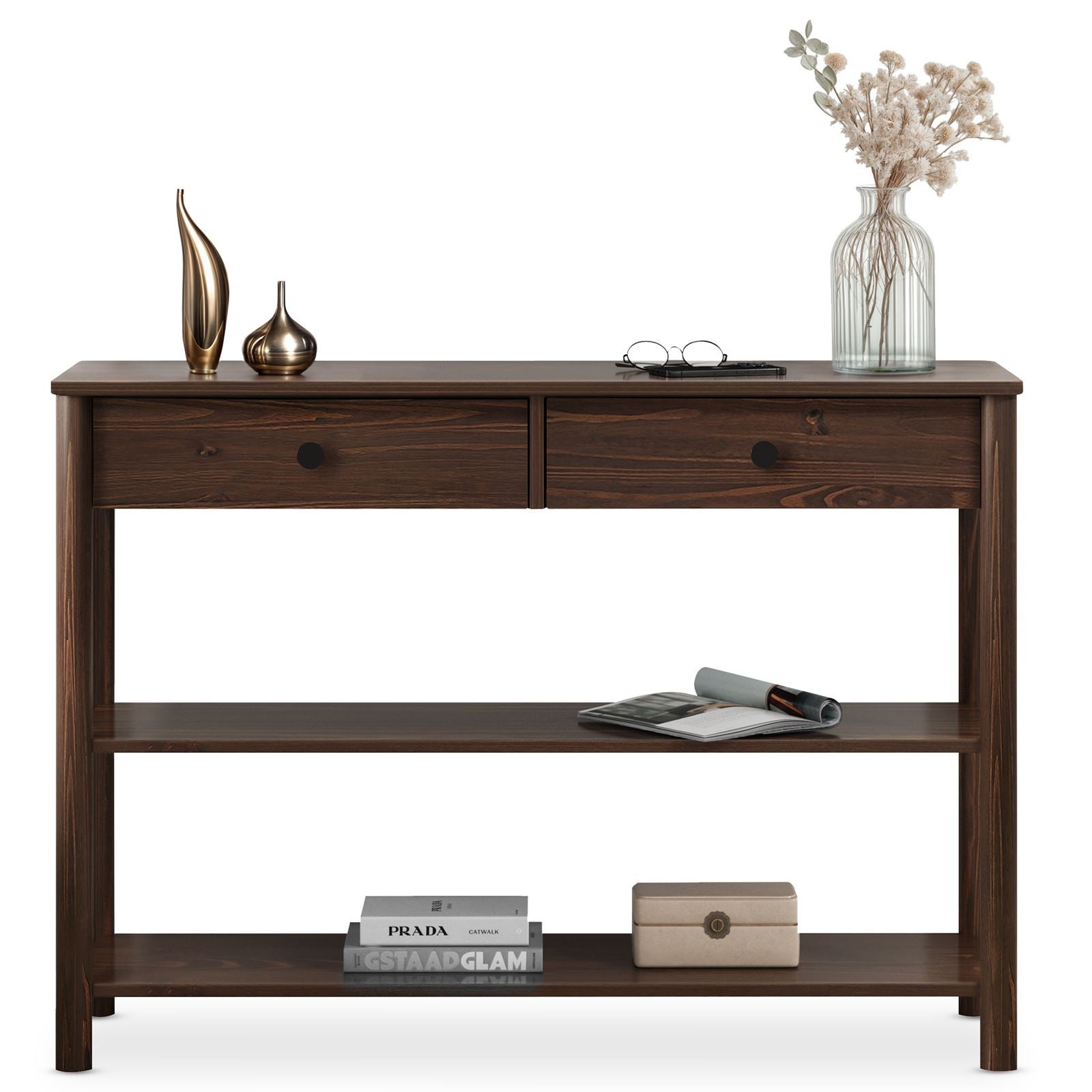 Table console d'entrée APOANA L 110 cm en bois - Coloris noyer | Leroy ...