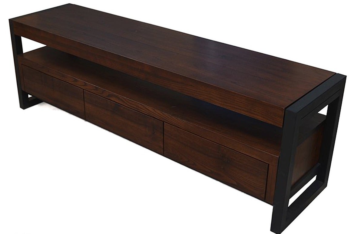 Banc TV bois massif de Pin marron vernis mat Robia 100cm | Leroy Merlin