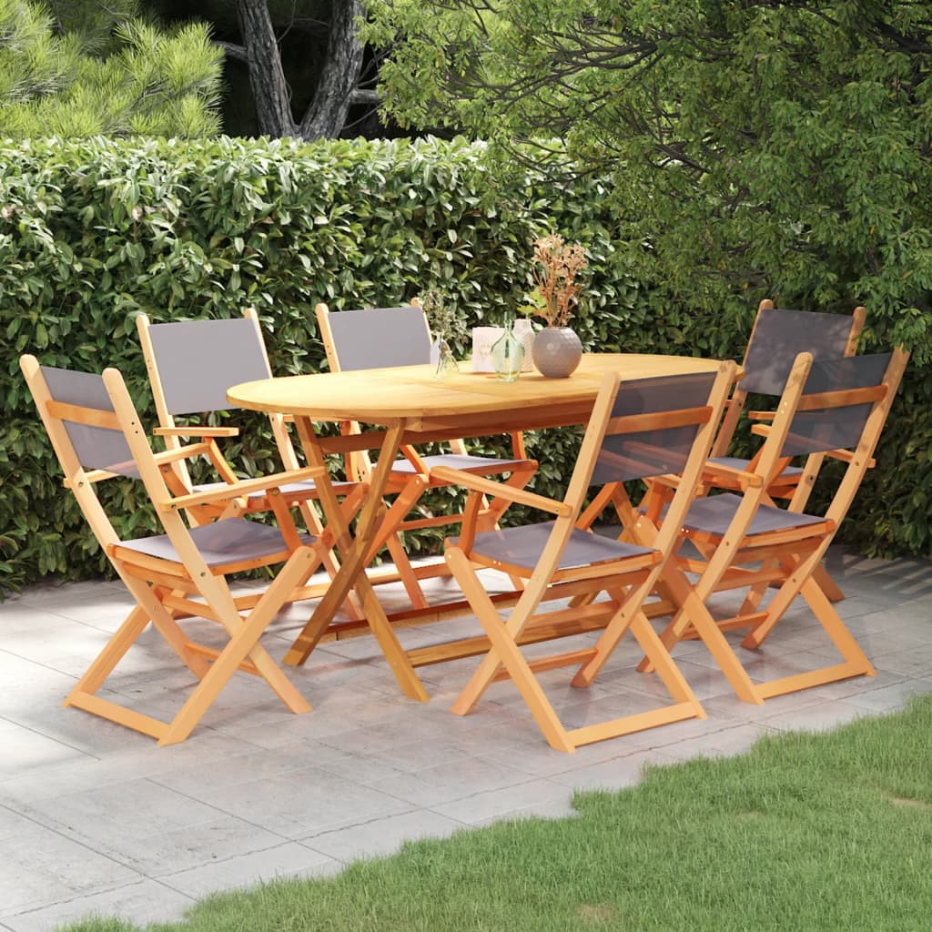 Maison Exclusive Mobilier à dîner d'extérieur 7 pcs Gris Eucalyptus et ...