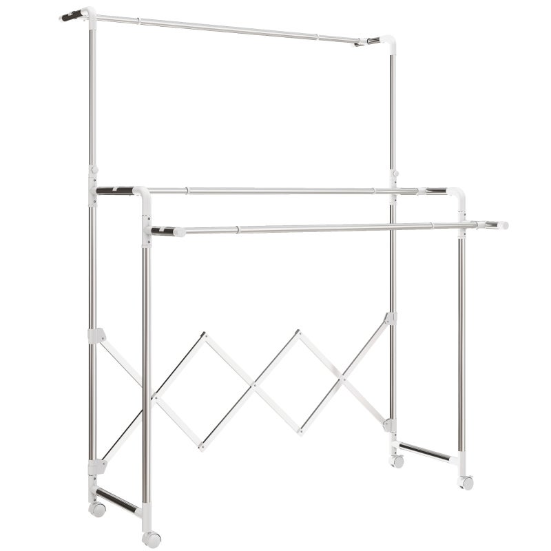 Étendoir à linge pliable et autoportant avec 3 barres réglables ...