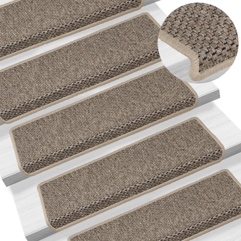 Alfombrilla autoadhesiva escalera sisal 15 uds beige 65x21x4 cm vidaXL ...