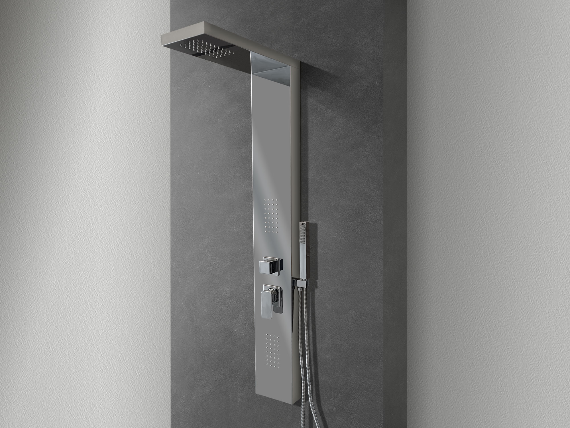 NALA - Panel de ducha hidromasaje con tres funciones en acero brillante ...