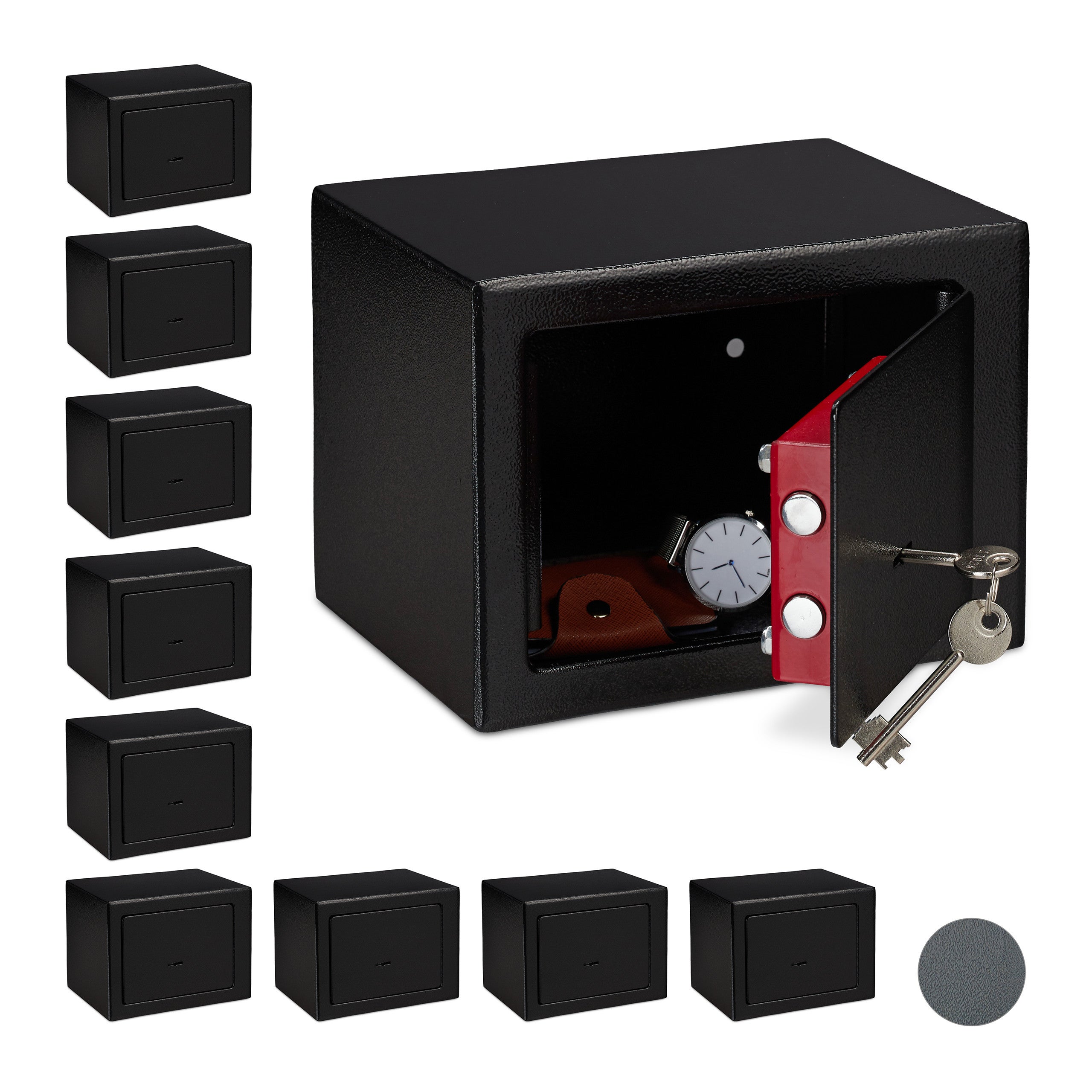 Coffre-fort avec clé, lot de 10, Panneton double, Fixation au mur ou au ...