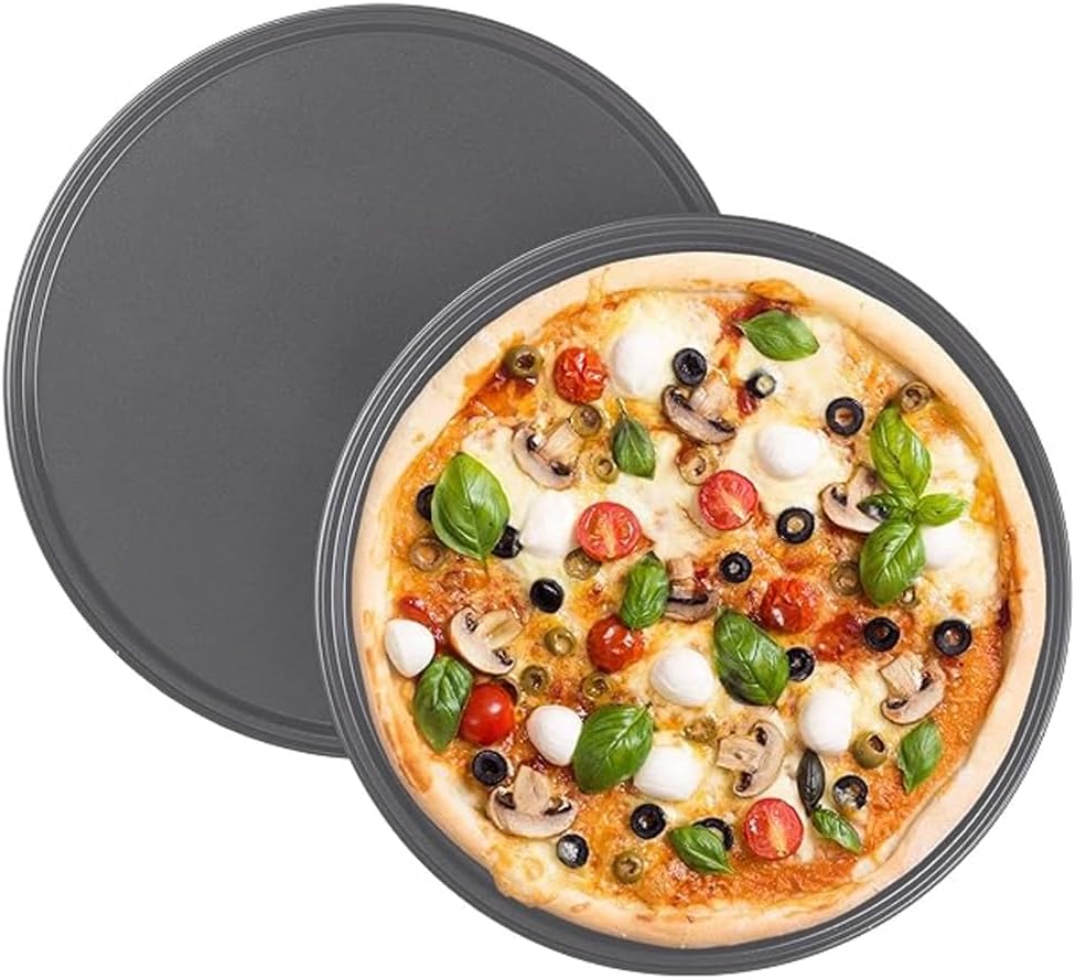 2x Moule à Pizza Antiadhésif en Acier - Plat Rond pour Four - Cuisson ...