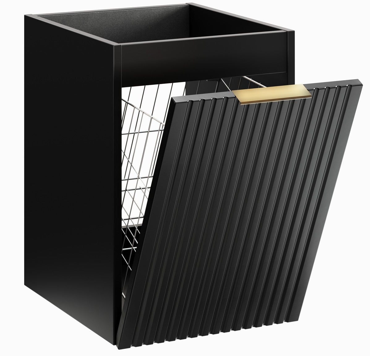 Meuble bas de salle de bain avec panier à linge ADEL NOIR 40 cm | Bricoman