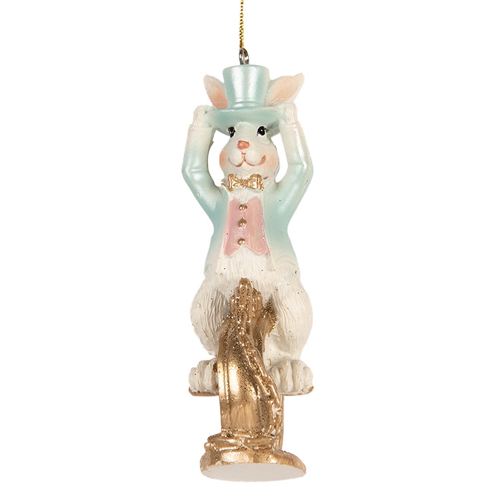 Clayre & Eef Pendentif de Pâques Lapin 4x4x10 cm Blanc | Leroy Merlin