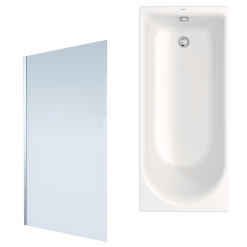 Baignoire droite DURAVIT D-Neo 1700x700mm + Pare Bain gauche AURYS Mist ...