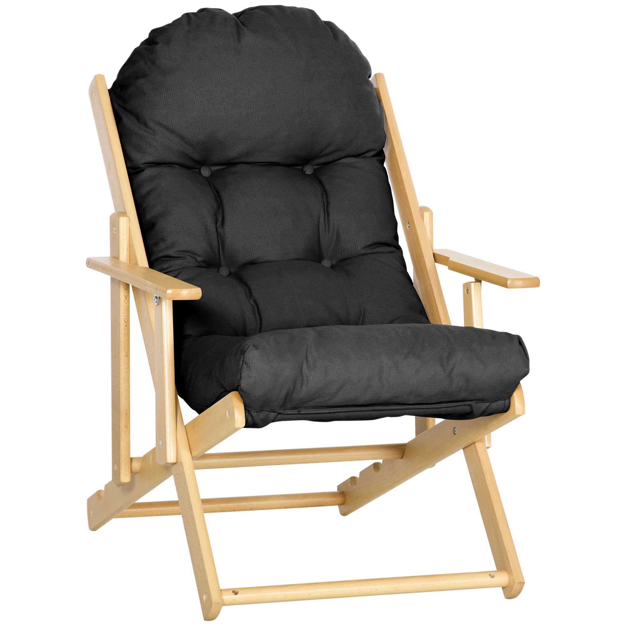 Fauteuil relax pliant bois coussin épais HOMCOM | Leroy Merlin