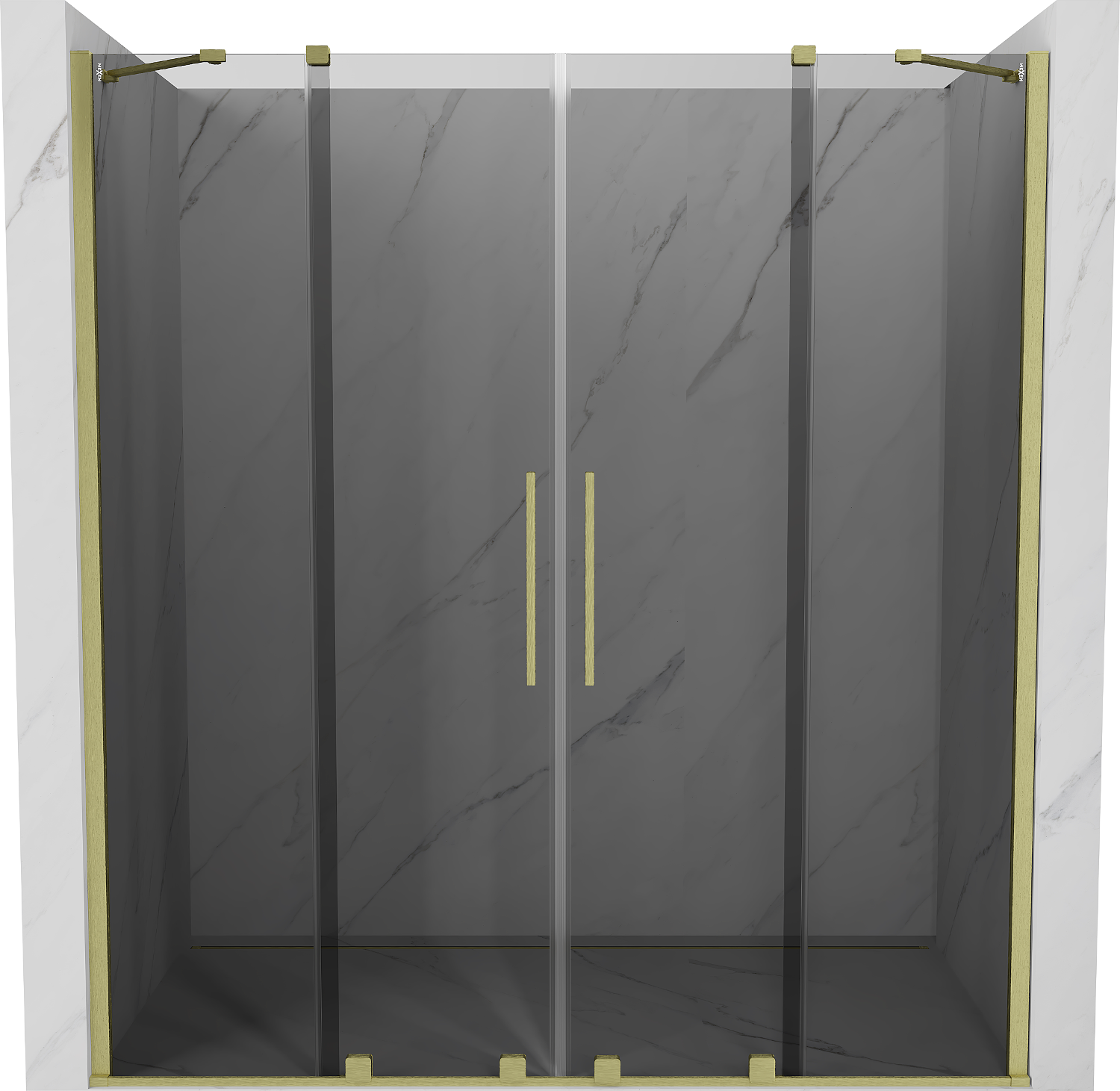 Mexen Velar Duo puertas de ducha correderas 200 cm, grafito, dorado cepillado - 871-200-000-42 ...