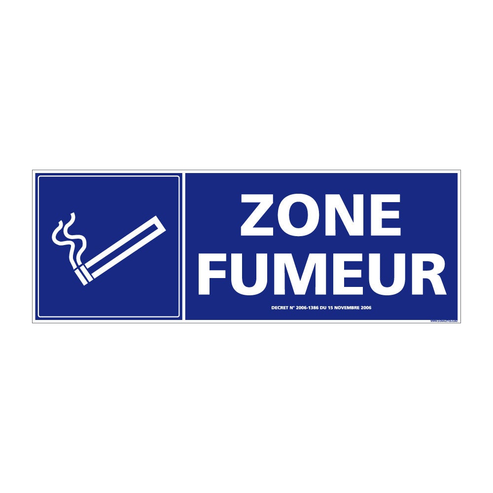 Panneau Information "ZONE FUMEUR" 700 x 250 mm Matière Adhesif | Leroy ...