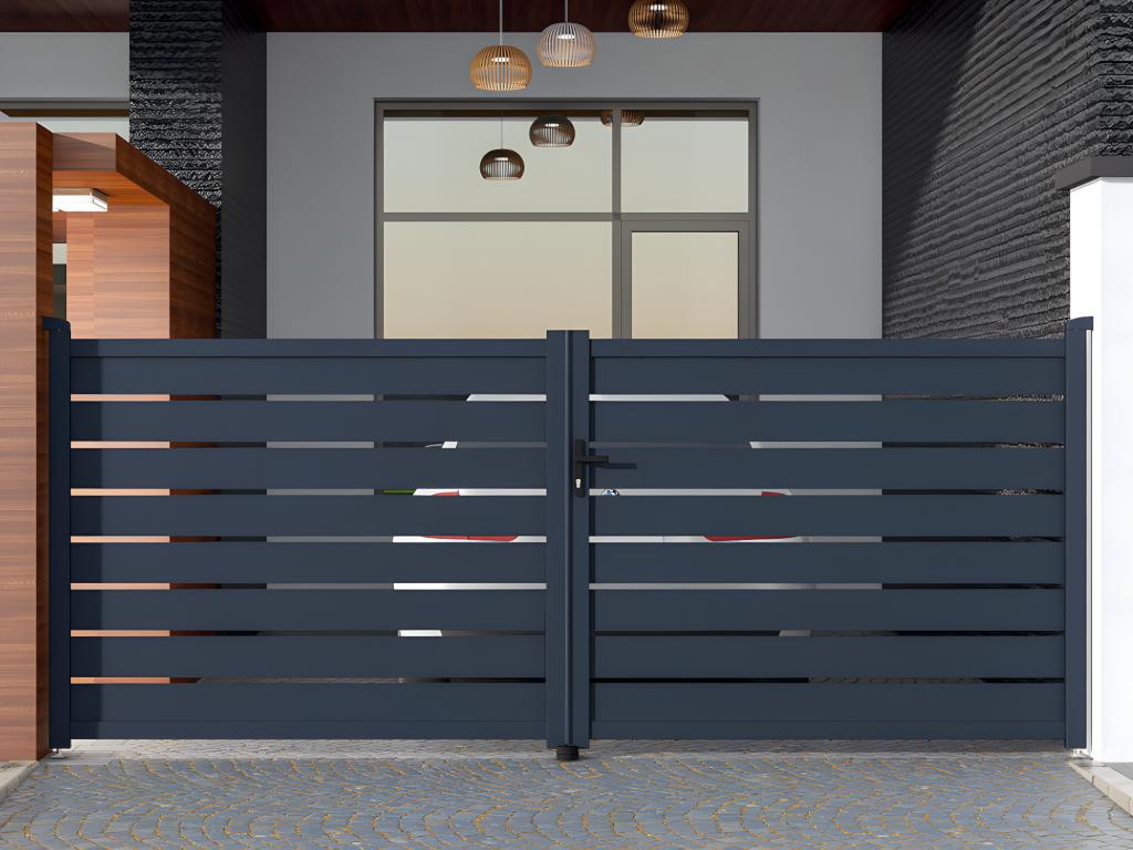 Portón de aluminio color antracita PRIMO - Ancho 392 x Alt. 158 cm ...