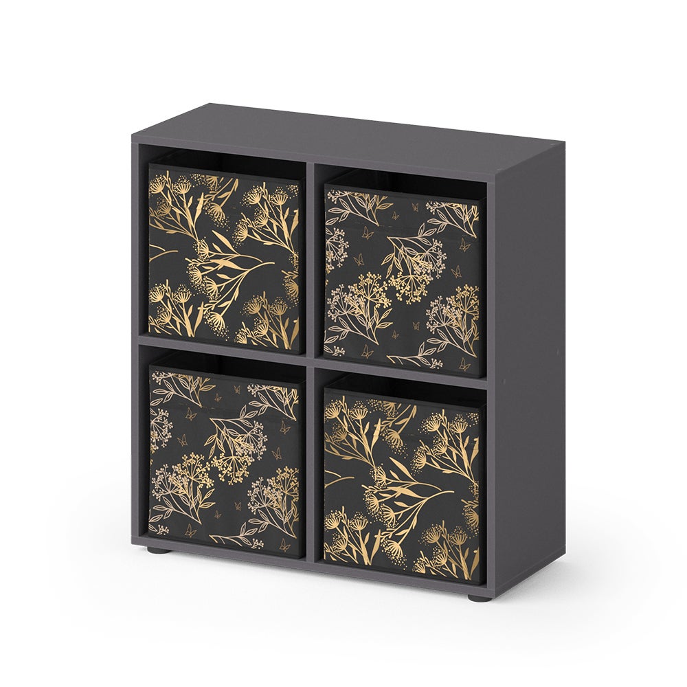 Vicco Meuble de rangement cube Tetra, Noir, 72.6x72cm avec 4 boîtes ...