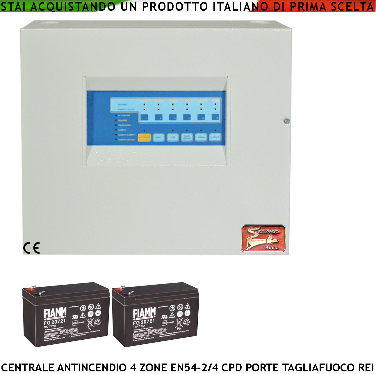 CENTRALE CONVENZIONALE ANTINCENDIO 4 ZONE SUPPORTA 128 SENSORI GESTISCE ...