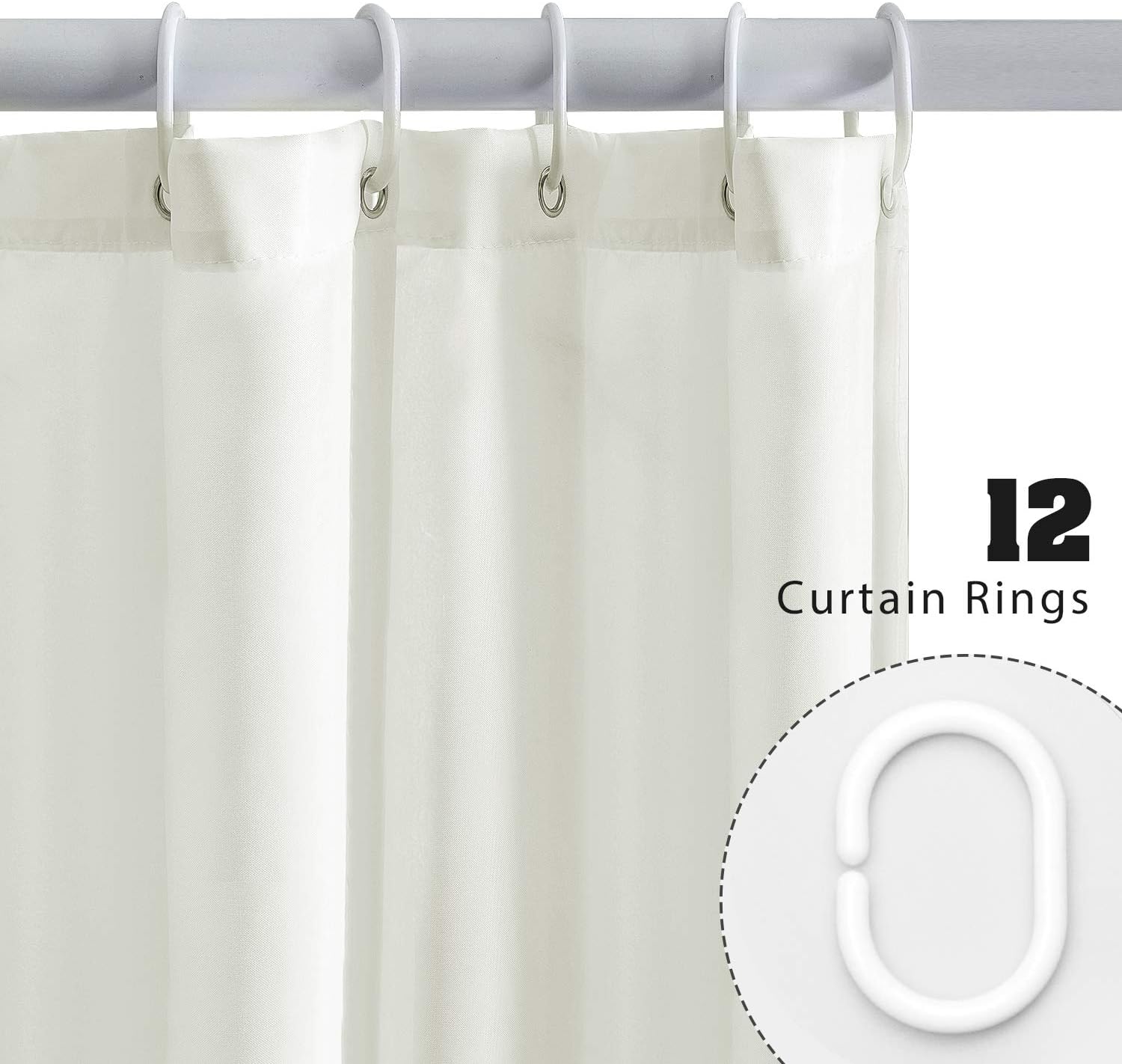 Cortina de ducha de poliéster impermeable, lavable y antimoho con 12 ...