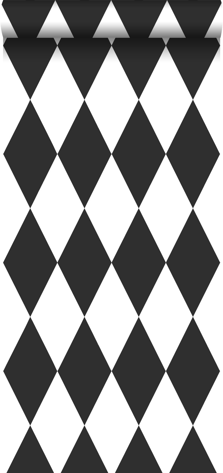 Papel pintado rombo blanco y negro - 0,53 x 10,05 m - Origin ...