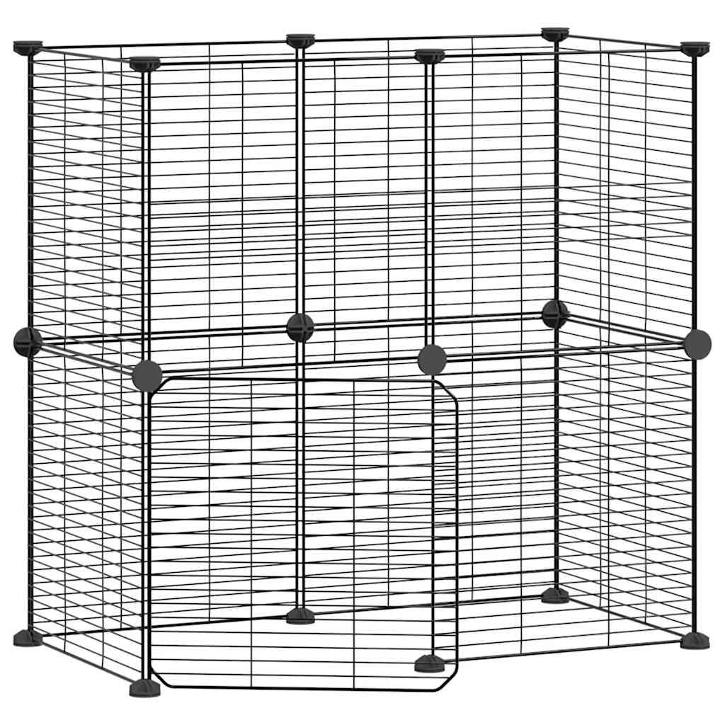 Cage pour animaux de compagnie à 12 panneaux avec porte en acier noir ...