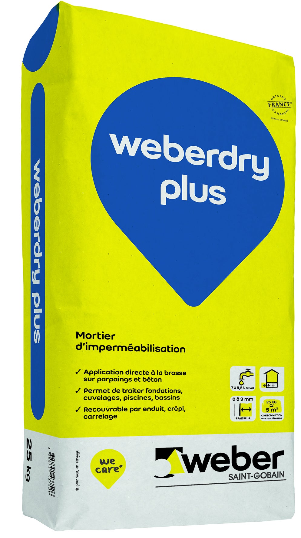 Mortier d'imperméabilisation 25kg pour fondations ou piscines, Weberdry ...