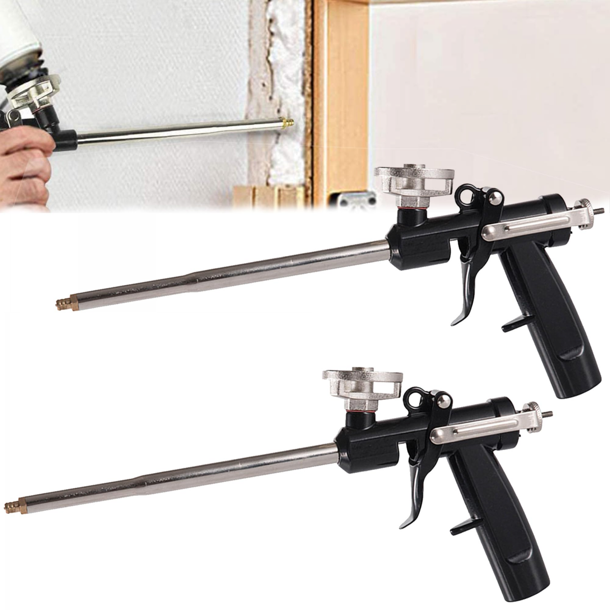 2 Pièces Pistolet à Mousse Professionnel Polyuréthane, Noir ...