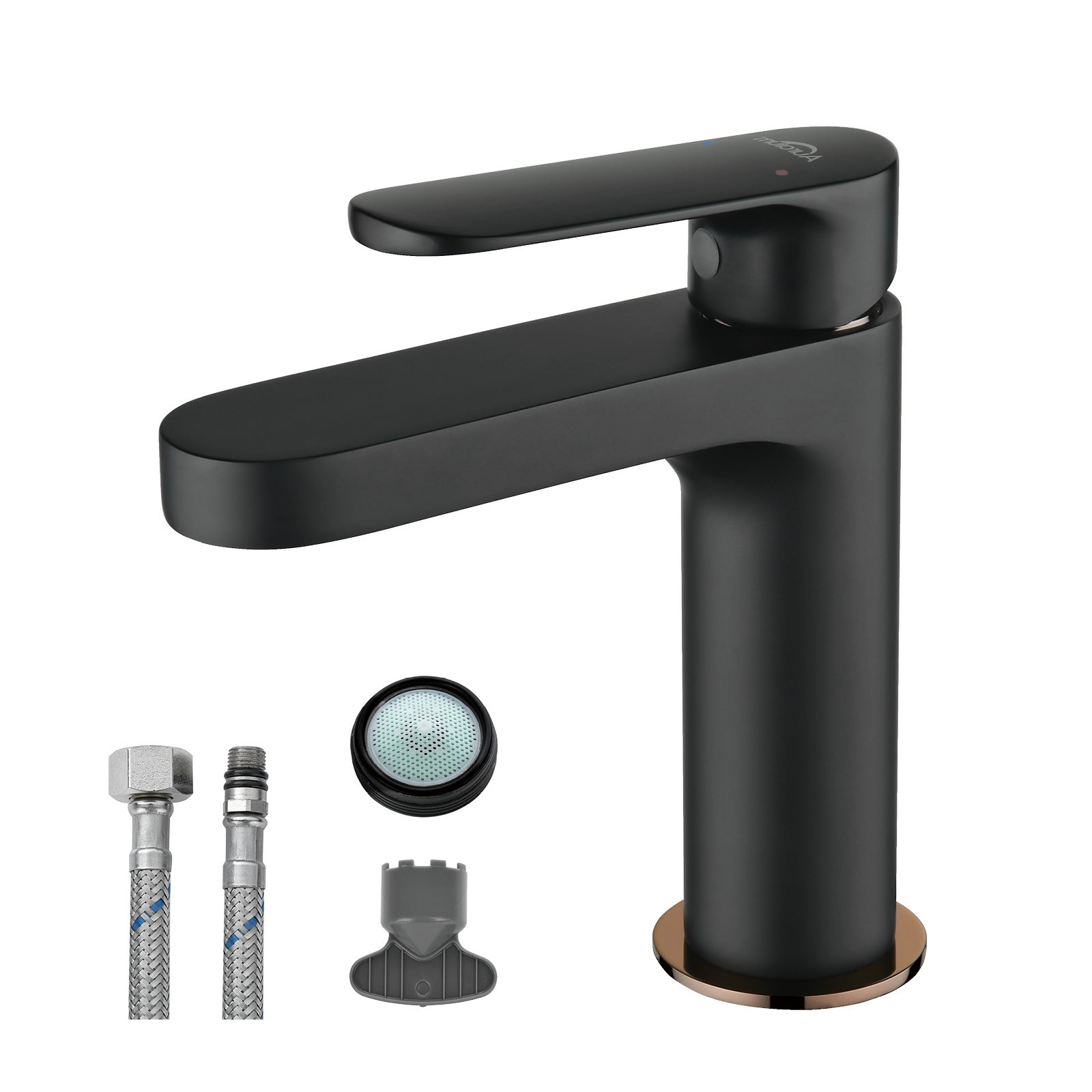 AuraLum Max Robinet Salle de Bain Moderne,Mitigeur pour Lavabo Noir ...