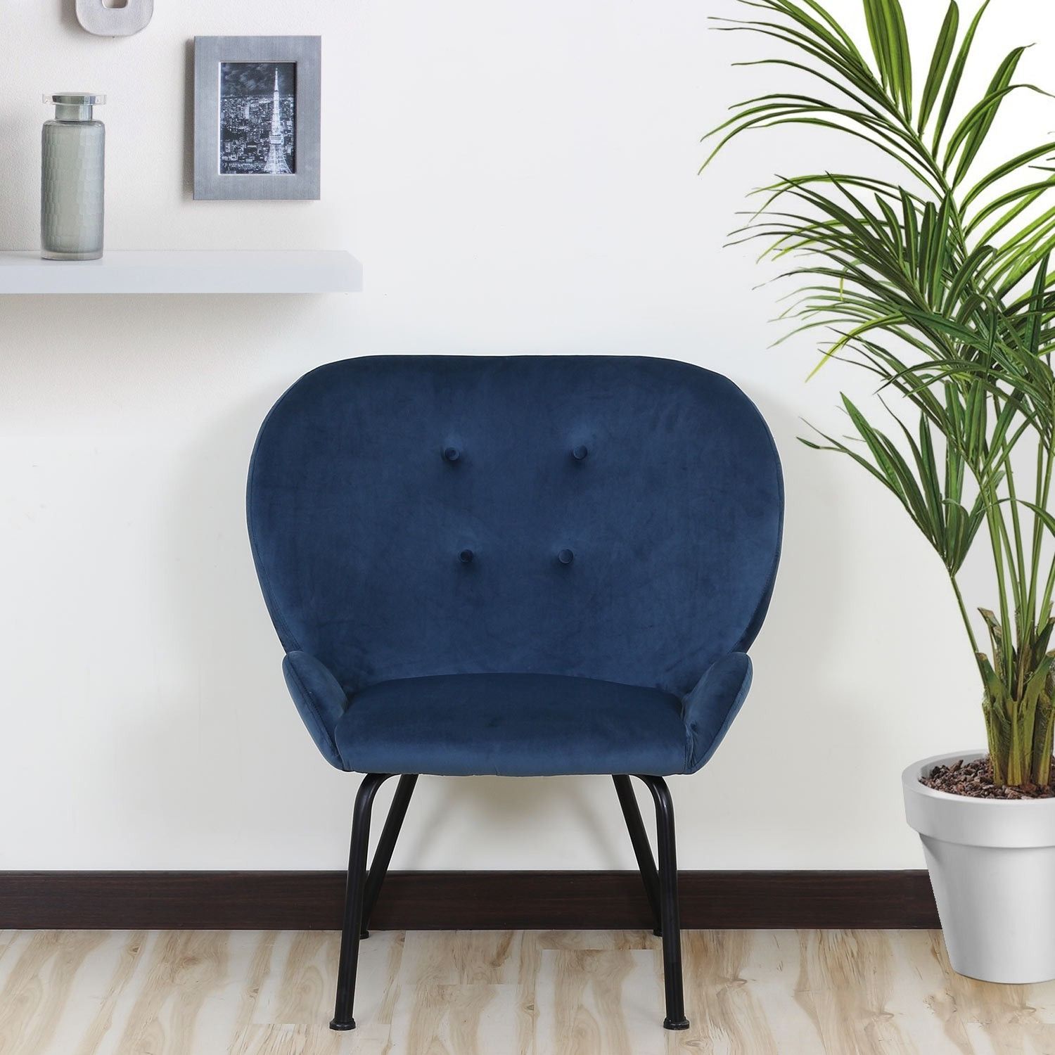 Fauteuil Coco Velours Bleu | Leroy Merlin