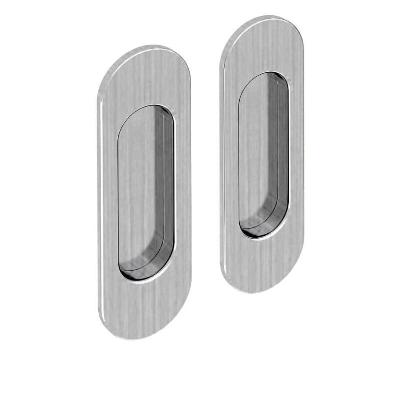 Lot de 2 poignées à encastrer ovales, acier finition satiné | Leroy Merlin