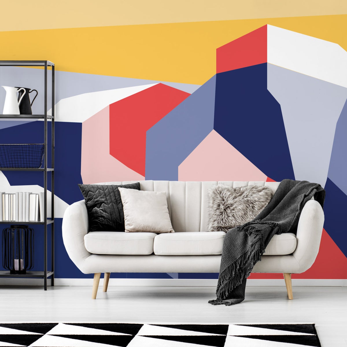 Carta da parati panoramica Paesaggio di scogliere grafico, Blu 300 x ...