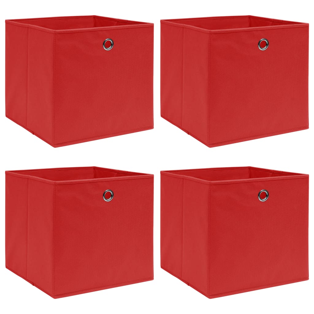 Boîtes de rangement | Coffre de rangement 4 pcs Rouge 32x32x32 cm Tissu ...